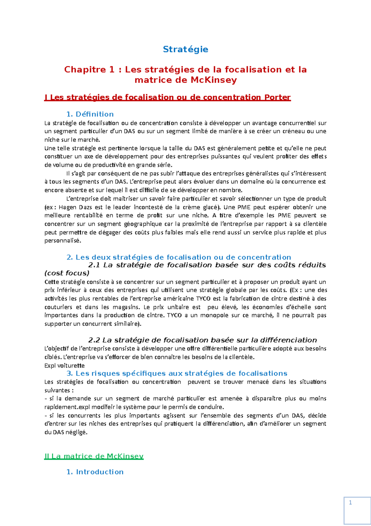 Stratégies d%27entreprise - Stratégie Chapitre 1 : Les stratégies de la ...