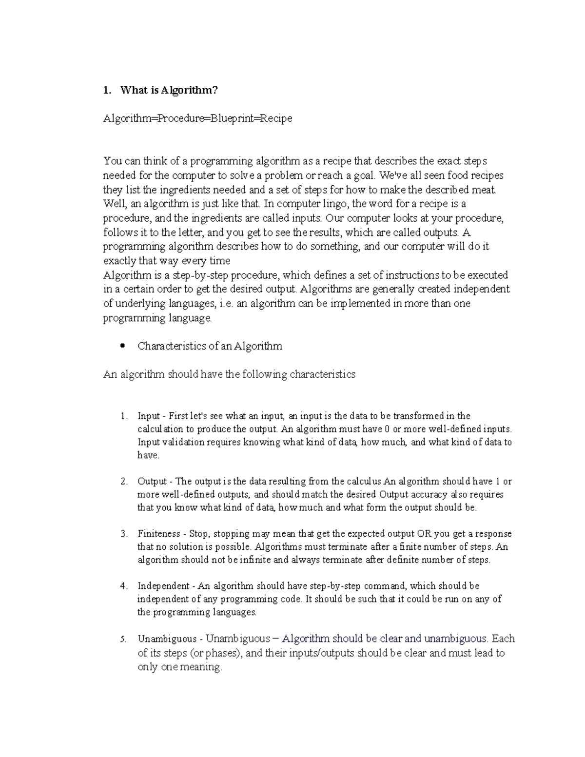 What Is Algorithm Note What Is Algorithm Algorithmprocedure