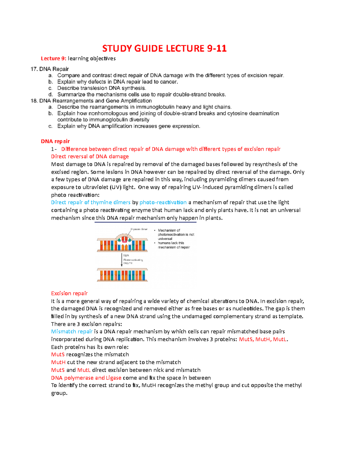 Study Guide BIO 9-11 - STUDY GUIDE LECTURE 9- Lecture 9: learning ...