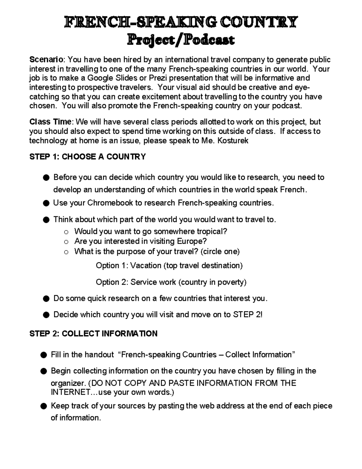 Copy of French-speaking Countries project - FRENCH-SPEAKING COUNTRY ...