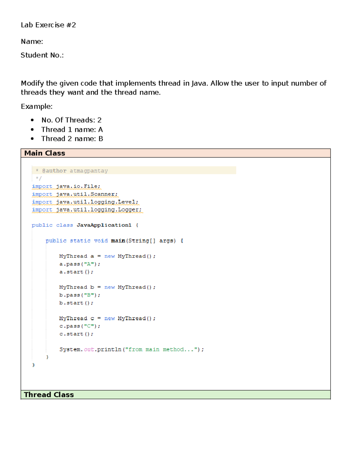 PTT_LAB 6_EXERCISE - Computer Programming 2 - Lab Exercise # Name: Student No.: Modify the given ...