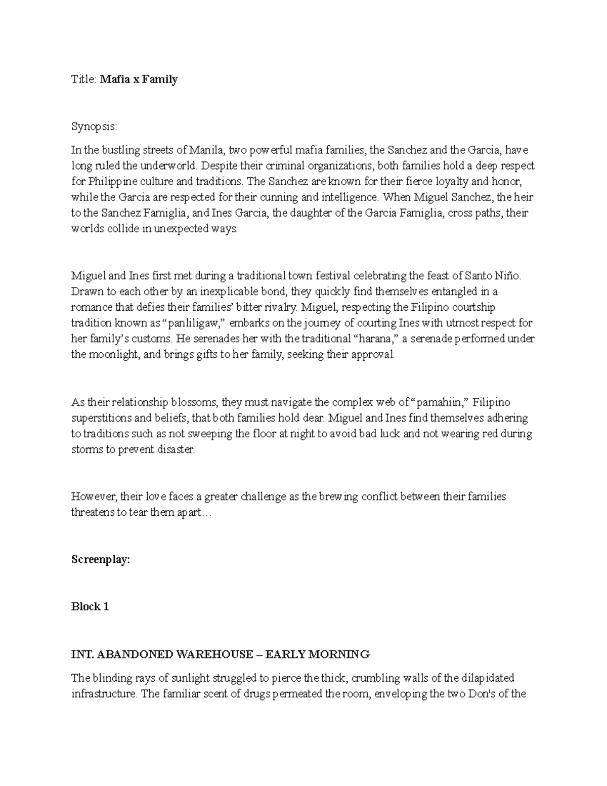 LIT1 Script 00 - Title: Mafia x Family Synopsis: In the bustling ...