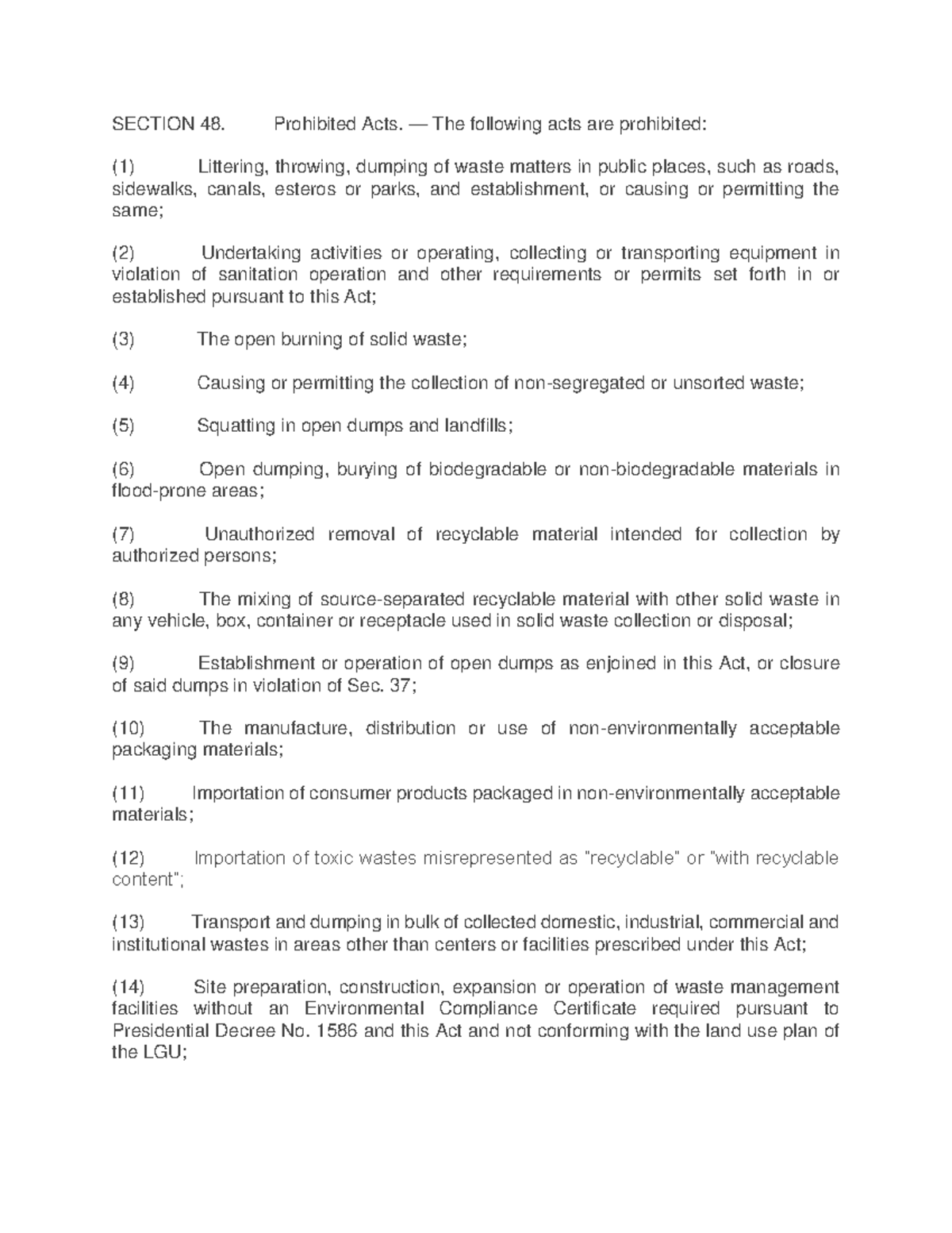 Section Forty Eight Republic Act Nine Zero Zero Three - SECTION 48 ...