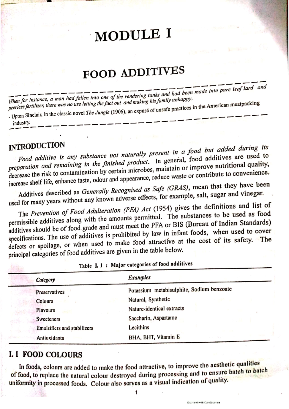 Food additives-notes - notes on food additives. - BSc Chemistry - Studocu