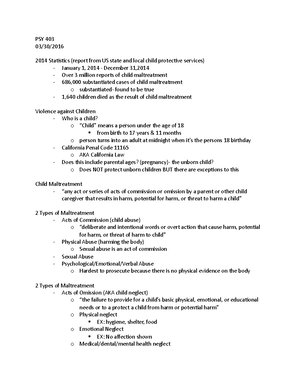 PSY 403 04:13:2016 - PSY 403 Notes - PSY 403 No class on Wednesday Main ...