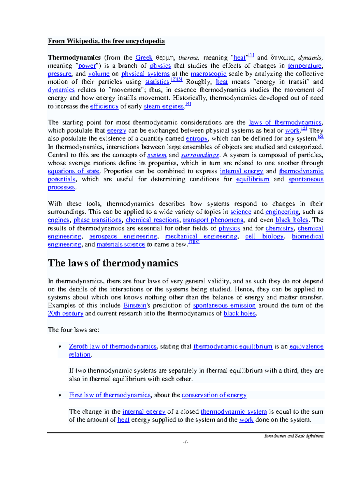Thermo 2 - Introduction - From Wikipedia, the free encyclopedia - Studocu