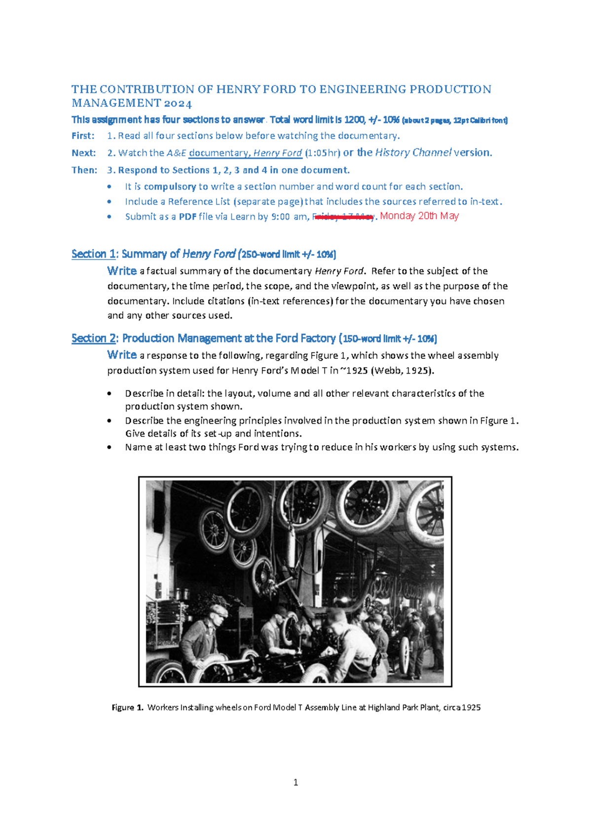 Henry Ford Brief - 1 THE CONTRIBUTION OF HENRY FORD TO ENGINEERING ...