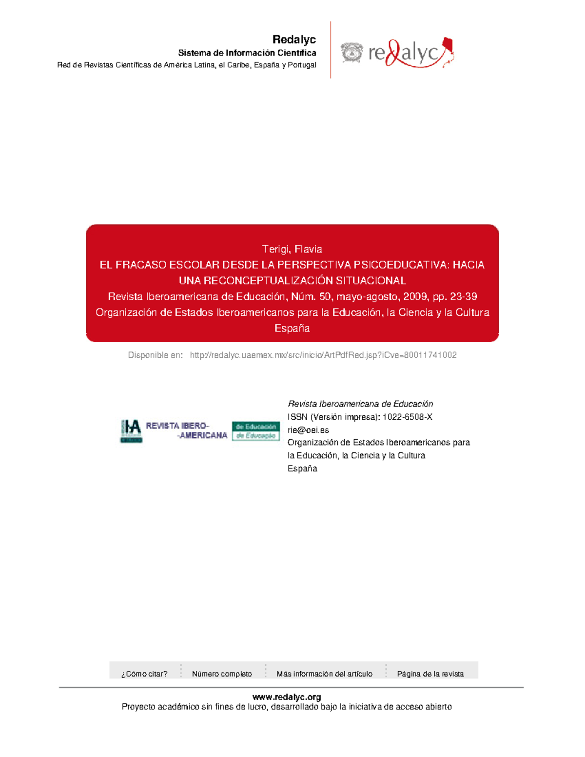 Terigi El Fracaso escolar desde la perspectiva psicoeducativa 2009 - Disponible en: - Studocu