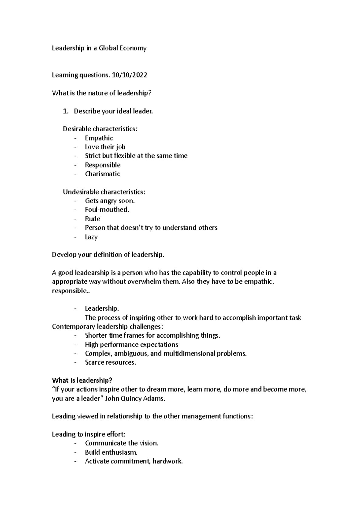 Leadership in a Global Economy - Leadership in a Global Economy ...