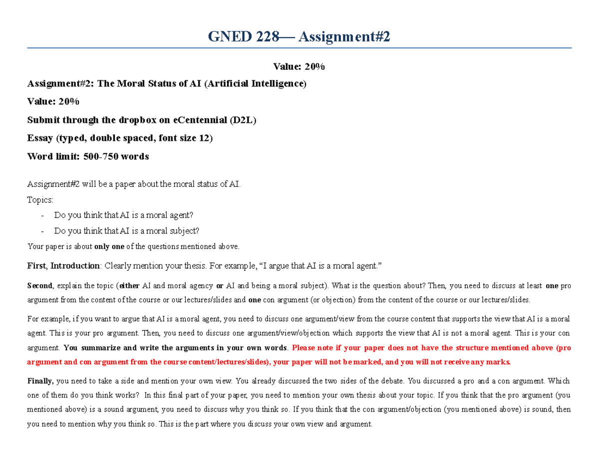 Assignment#2 - IMPORTANT - GNED 228–– Assignment# Value: 20% Assignment ...