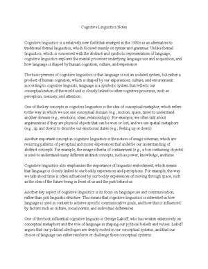 Morphology Notes - Linguistics Notes Morphology Morphology is a ...