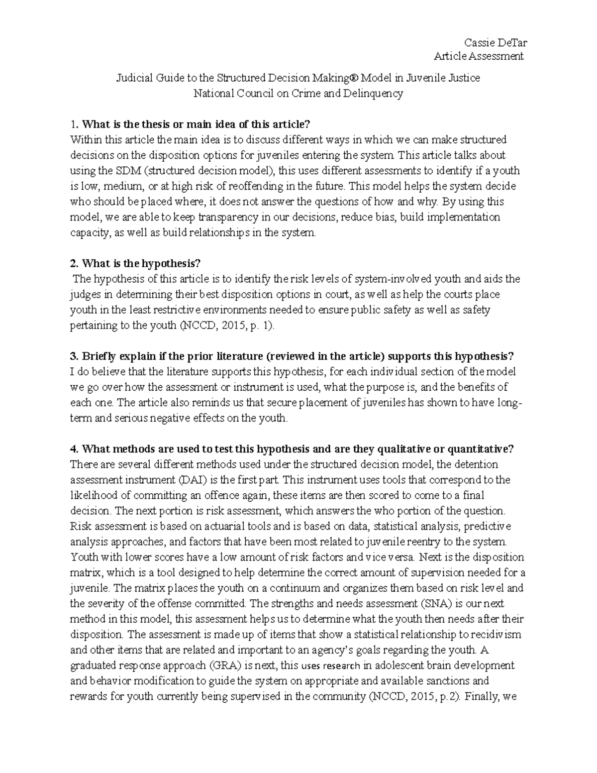Module 5 summaries for contemp issues - Article Assessment Judicial ...