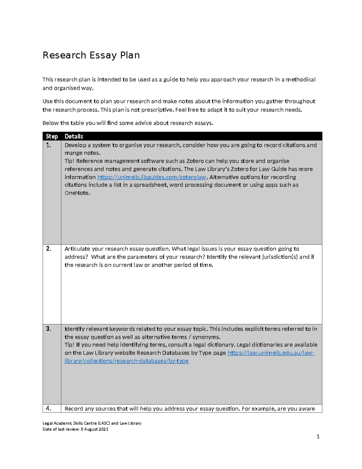 Research Essay Plan Template Melbourne - Research Essay Plan This ...