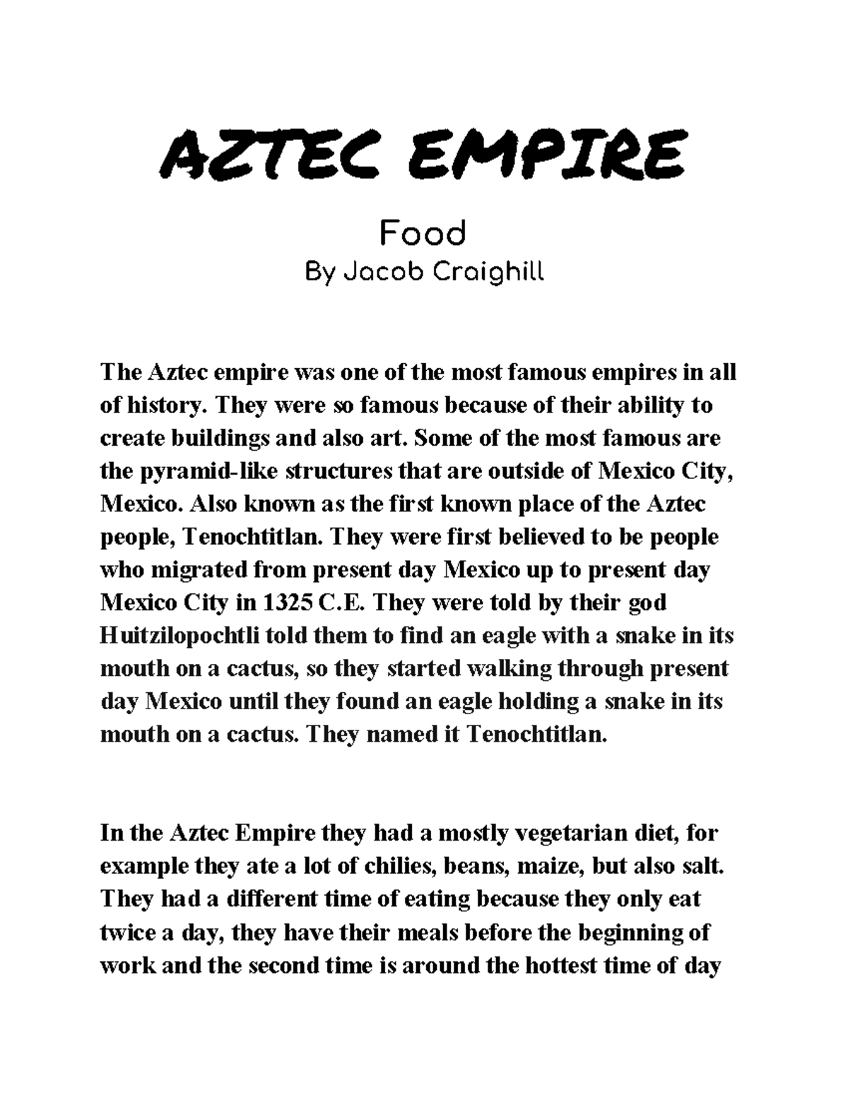 Aztec Empire Food - Eaz - AZTEC EMPIRE Food By Jacob Craighill The ...