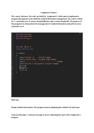 CSCI 251 A3 Report - word - Assignment 3 Report This report discusses the implementation and ...