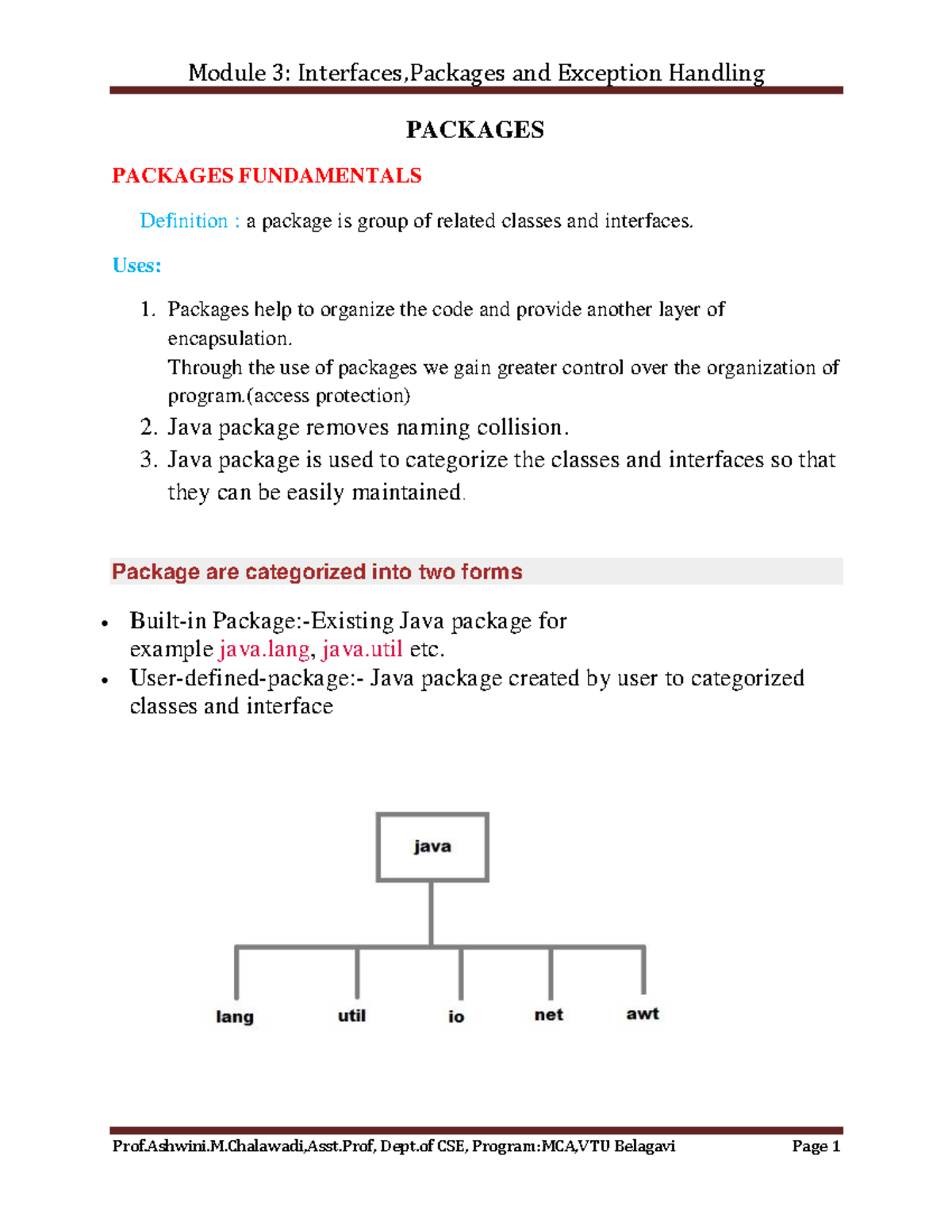 Packages - java - PACKAGES PACKAGES FUNDAMENTALS Definition : a package ...