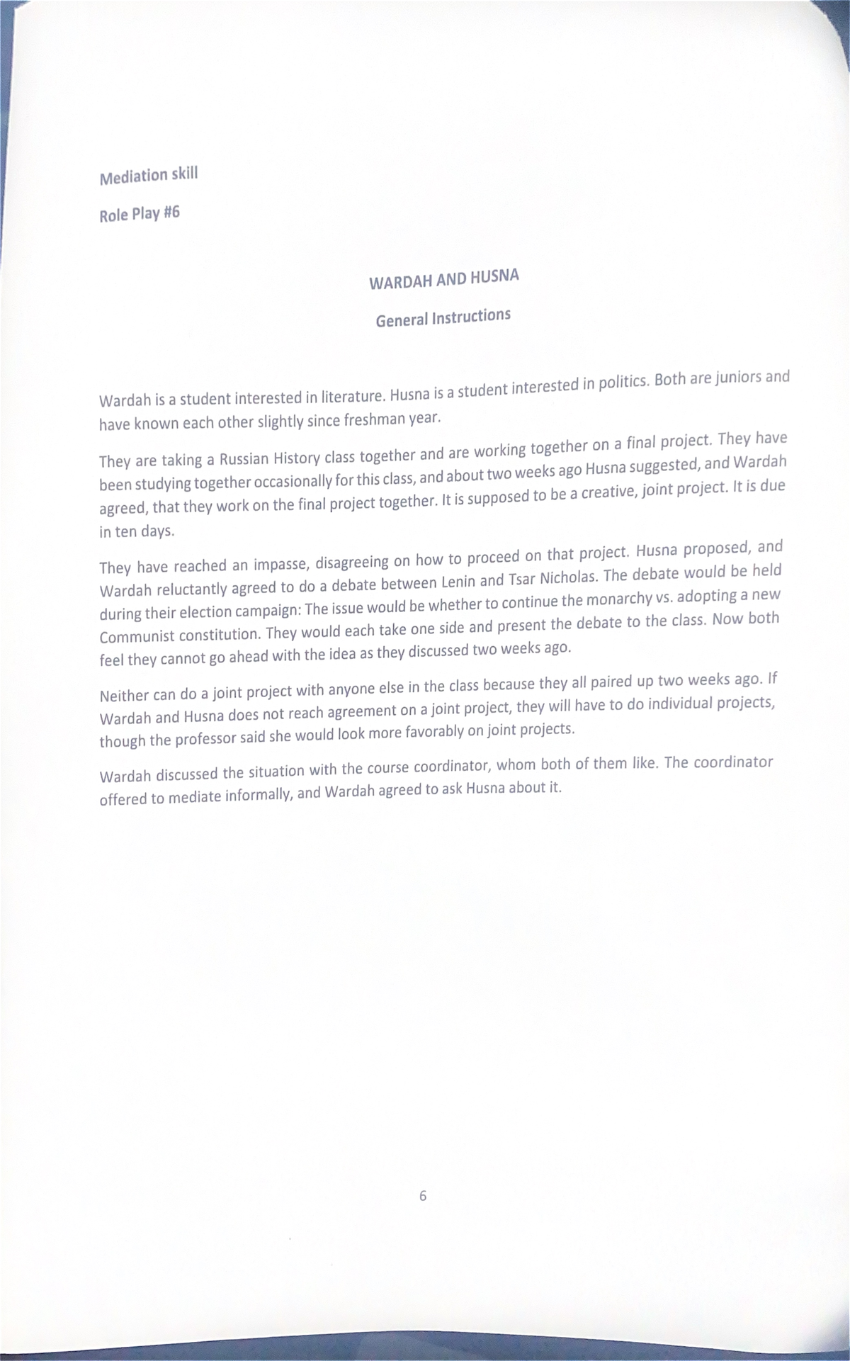 ADR ROLE PLAY - Alternative Dispute Resolution - Studocu