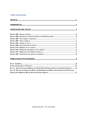 Civil Procedure Midterm Exam Sample Essay Answers - Civ Pro I - Studocu