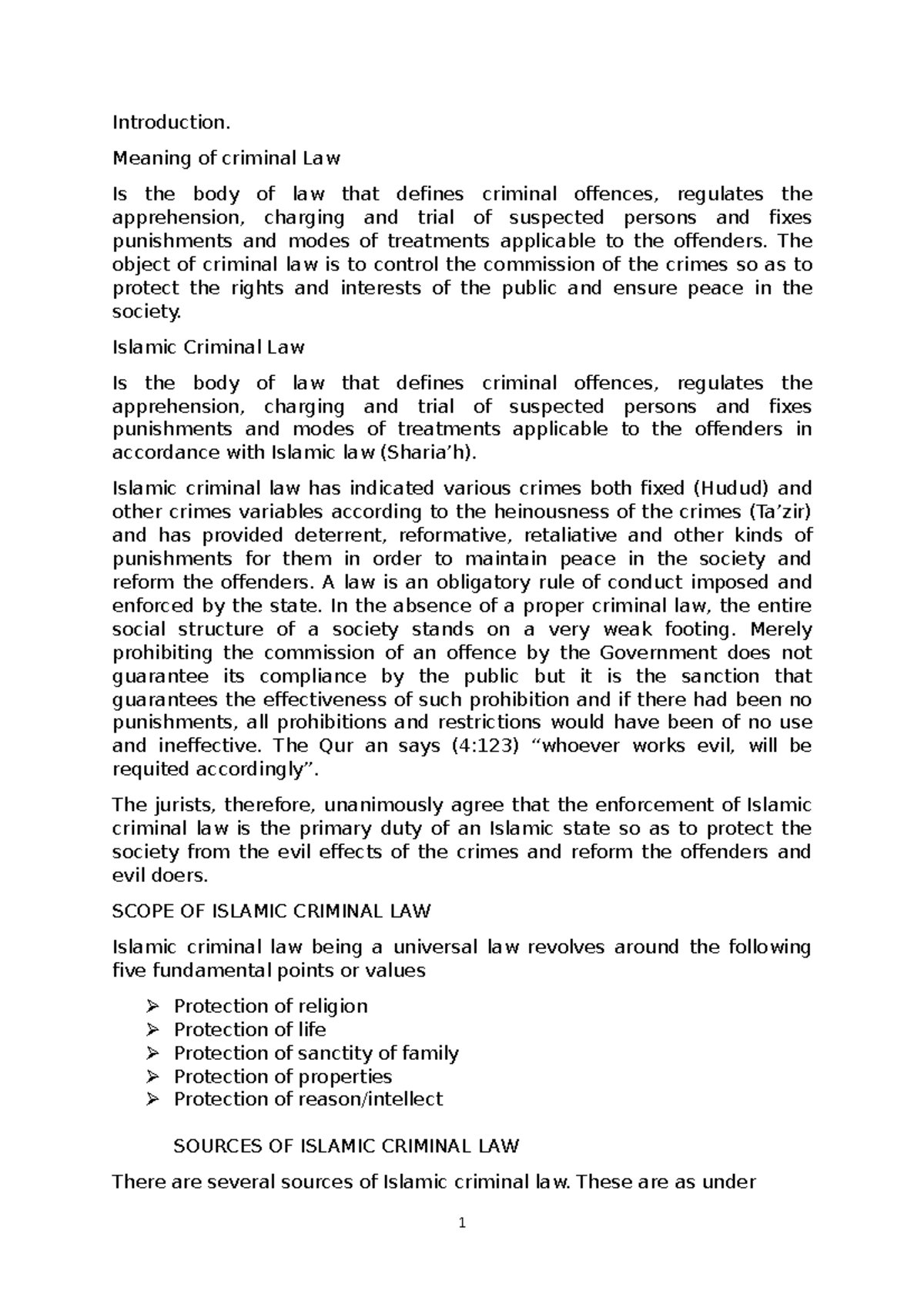 Islamic criminal law-59143103 - Introduction. Meaning of criminal Law Is the body of law that ...