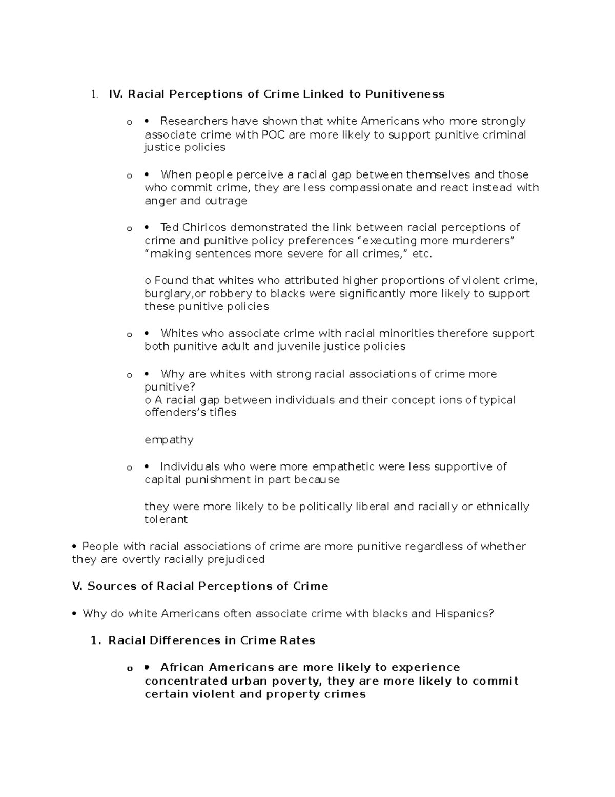 Race and crime 7 - CRMJ 345 - 1. IV. Racial Perceptions of Crime Linked ...