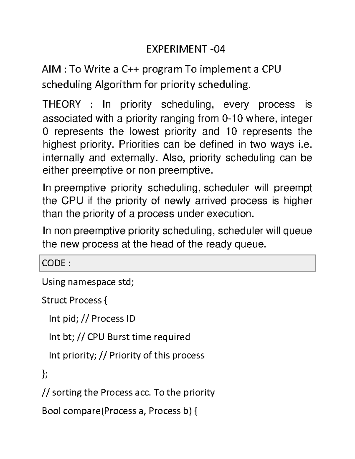 Document - Data Structures file for dfrnt experiments - EXPERIMENT - AIM : To Write a C++ ...