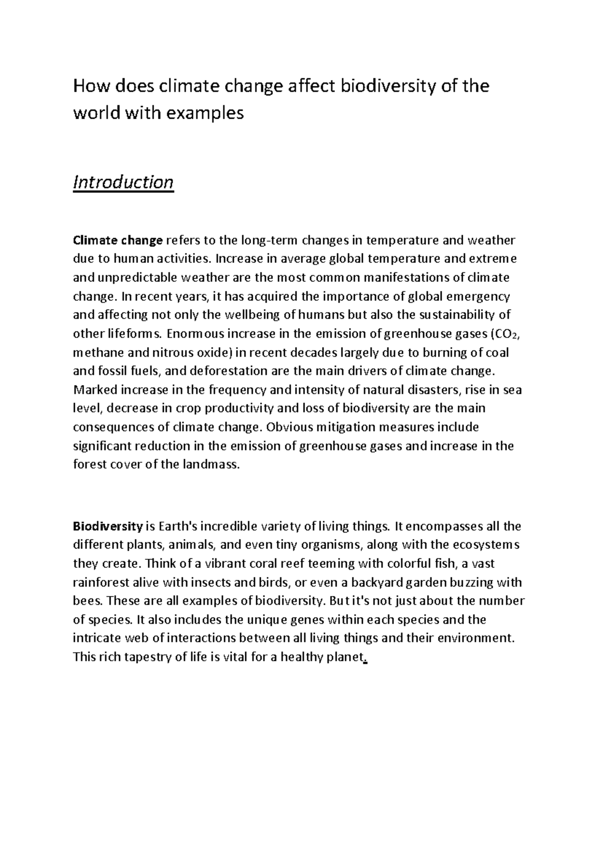 How does climate change affect biodiversity of the world with examples ...