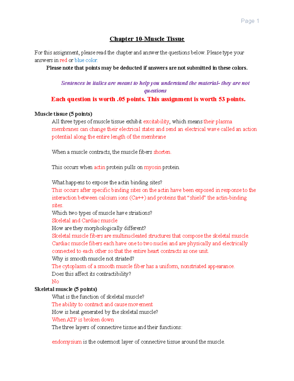 BIO 201 Chapter 10 Muscle tissue assignment - Chapter 10-Muscle Tissue ...