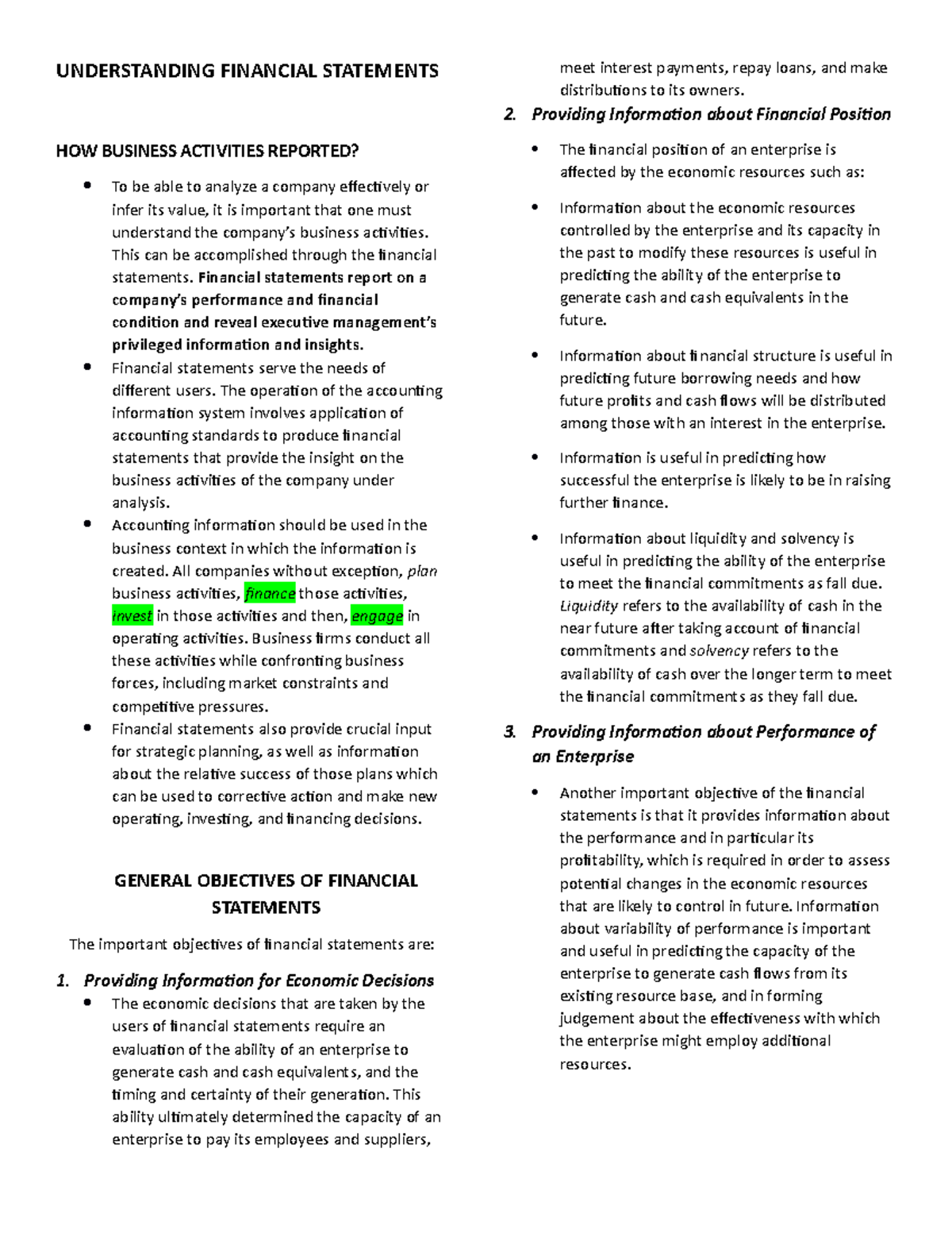 Understanding Financial Statement - UNDERSTANDING FINANCIAL STATEMENTS ...