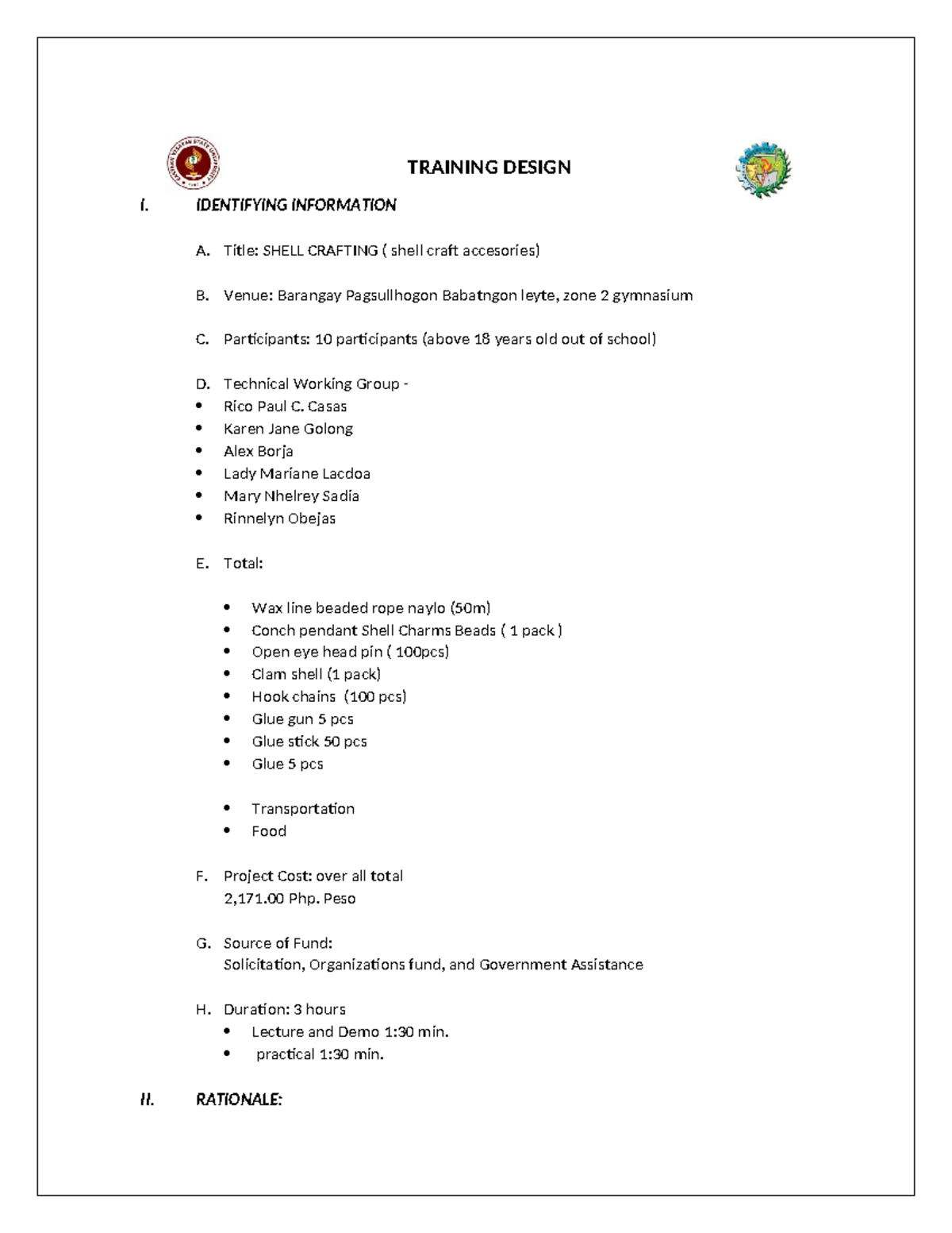 Training-design-sample-format - TRAINING DESIGN I. IDENTIFYING ...