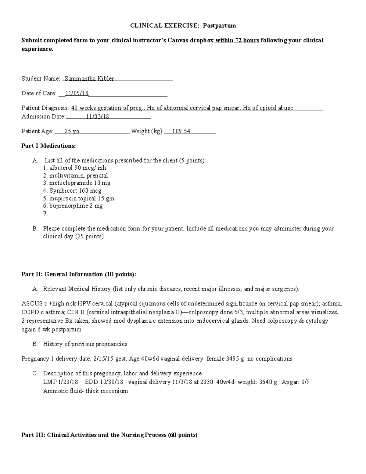 PP2 11 - postpartum assessment - CLINICAL EXERCISE: Postpartum Submit ...