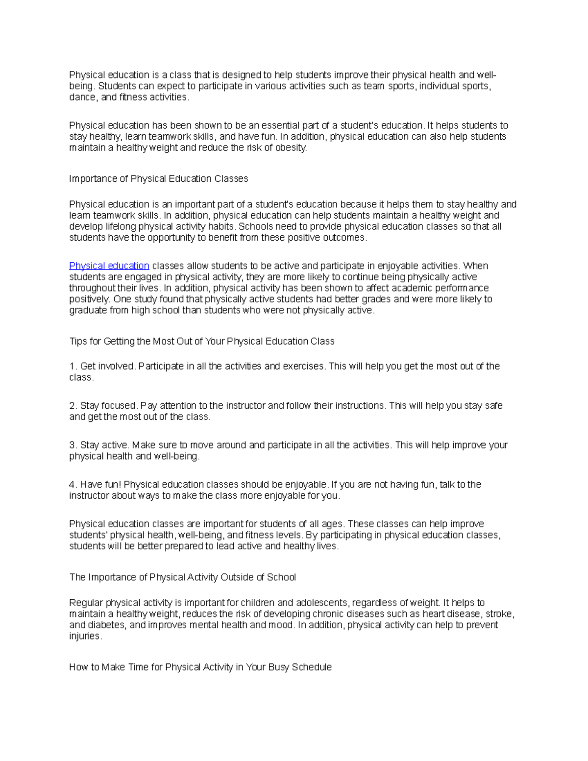 Doit - How to Make Time for Physical Activity in Your Busy Schedule ...