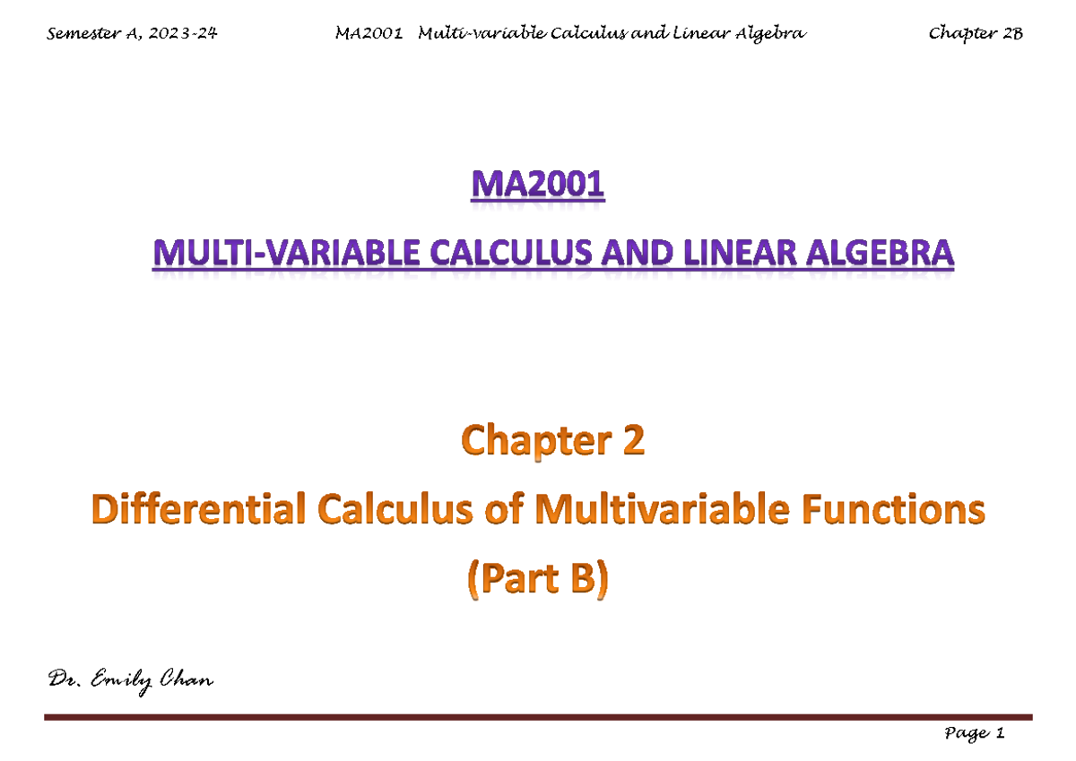 MA2001 2324A Ch2 Part B slides - Chapter 2 Differential Calculus of ...