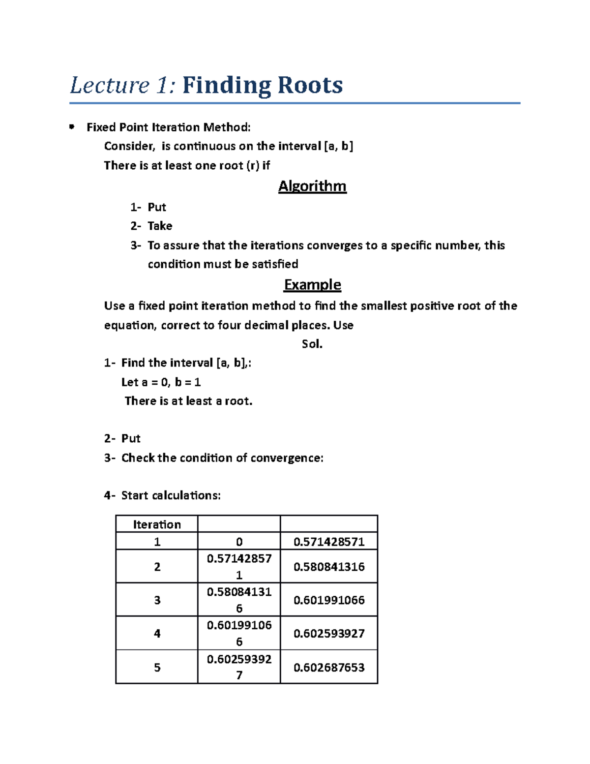 New Microsoft Word Document - Lecture 1: Finding Roots Fixed Point ...