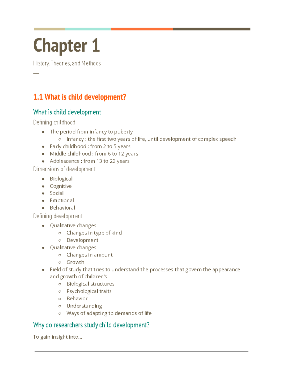 Child Psych - ch 1 - Professor Daou - Chapter 1 History, Theories, and ...