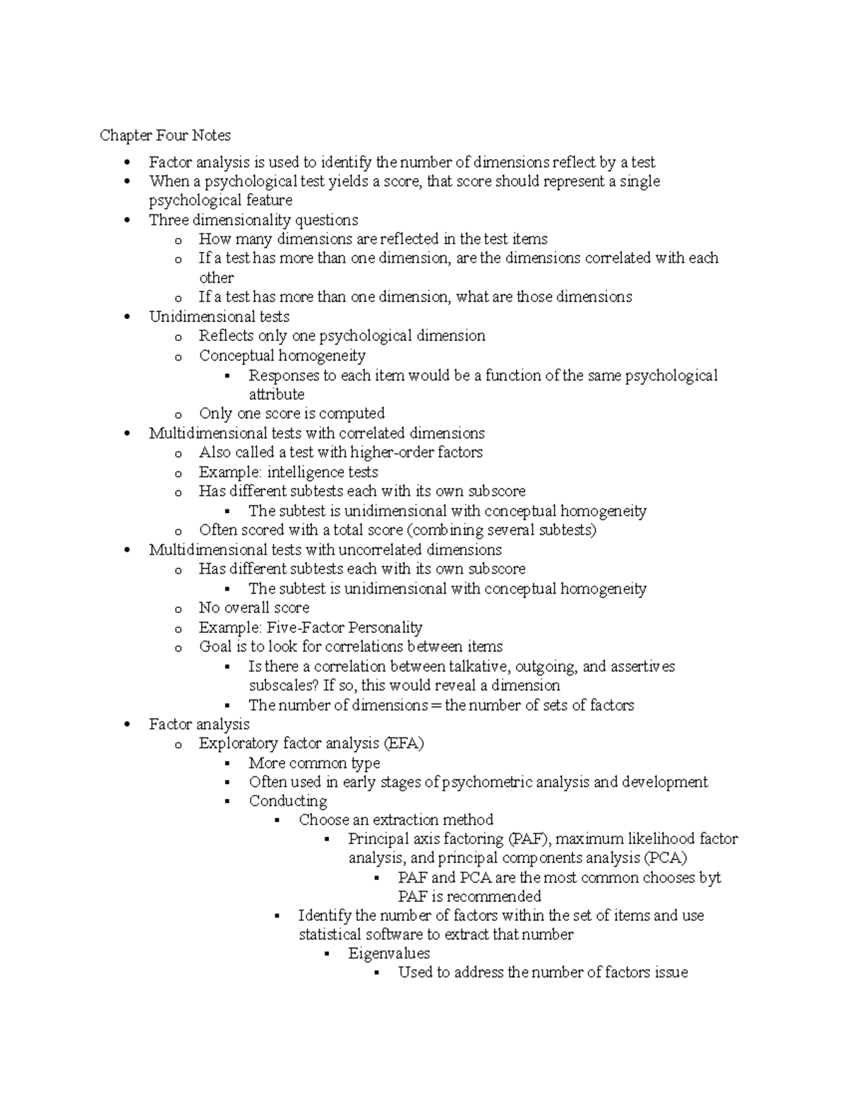 Chapter Four Notes - These are detailed summaries of both class and ...