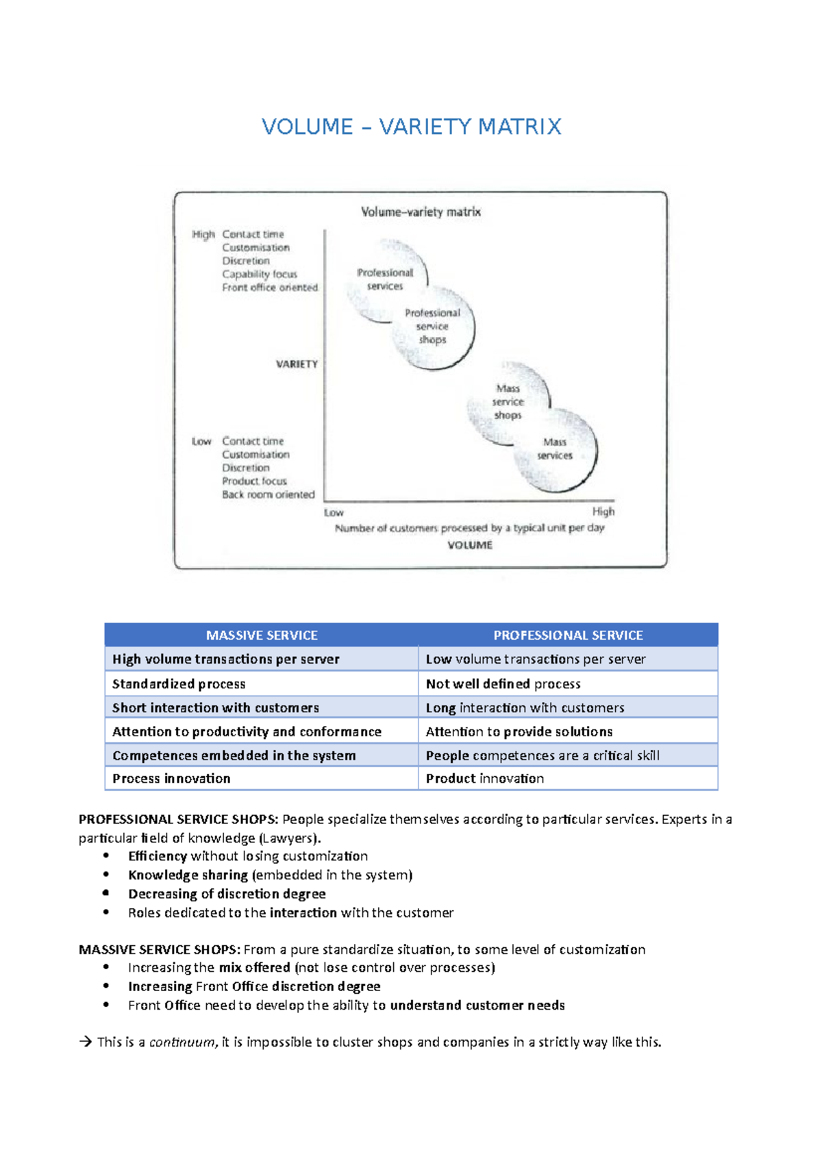 Volume – Variety Matrix - VOLUME – VARIETY MATRIX MASSIVE SERVICE ...