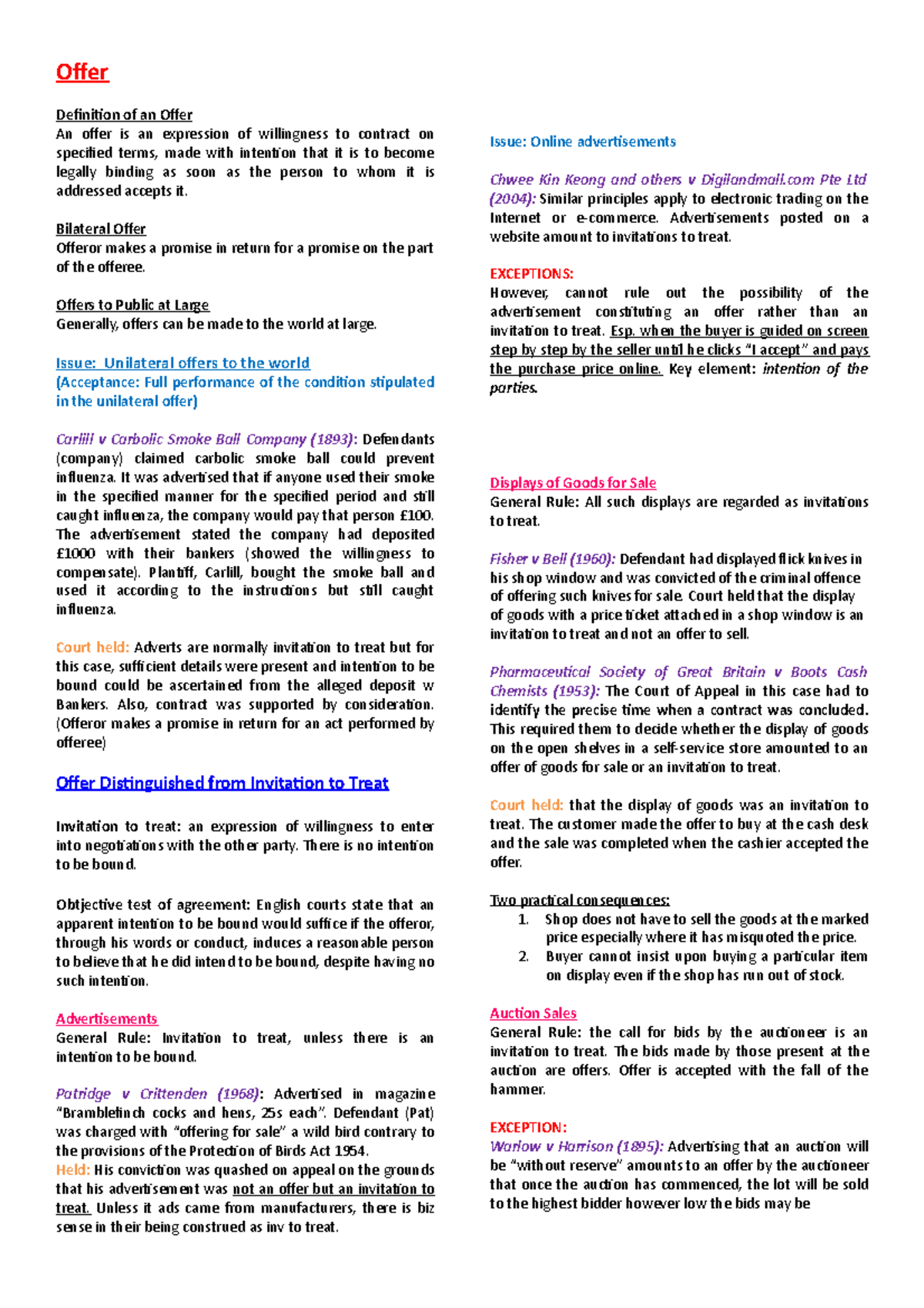 Chapter 7 - Offer and Acceptance - Offer Definition of an Offer An ...