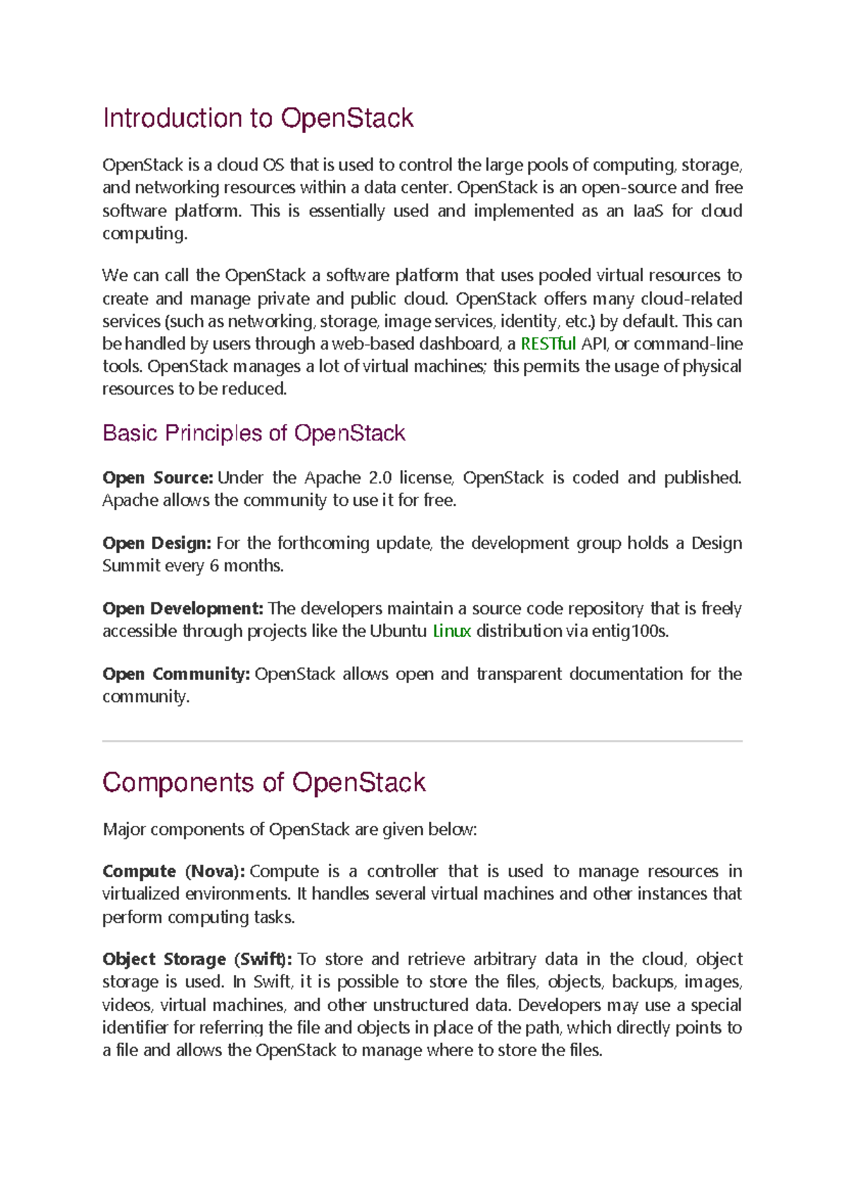 LM1 - open stack essentials - Introduction to OpenStack OpenStack is a cloud OS that is used to ...