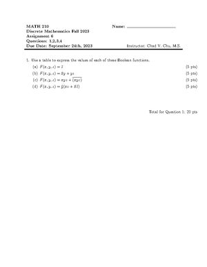 Assignment+18+Answer+Key - MATH 210 Name: ANSWER KEY Discrete Mathematics XXXX Assignment 18 ...
