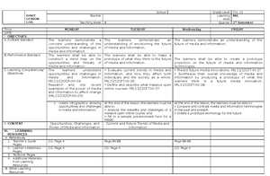 Week 3 MIL - Lesson Plan in Media and Information Literacy First ...