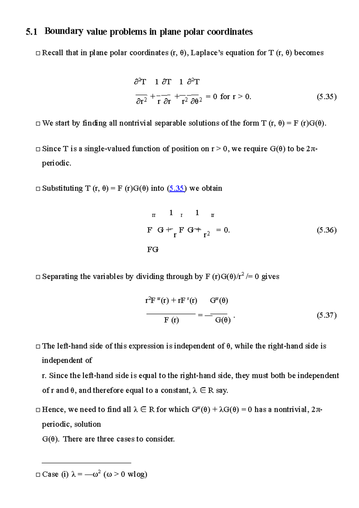 Fs Pde 29 Boundary Value Problems In Plane Polar Coordinates 5 Boundary Value Problems In