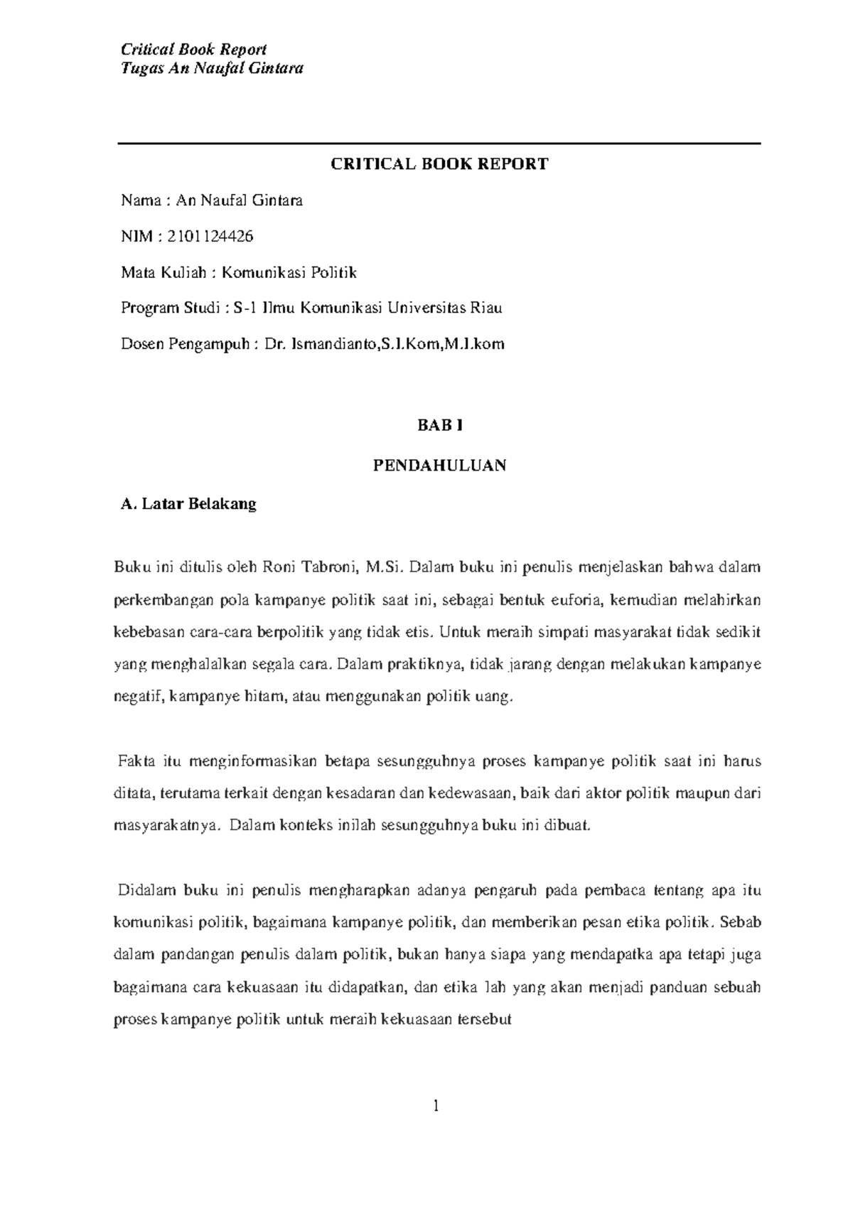 Critical BOOK Report UTS Kompol - Tugas An Naufal Gintara CRITICAL BOOK ...