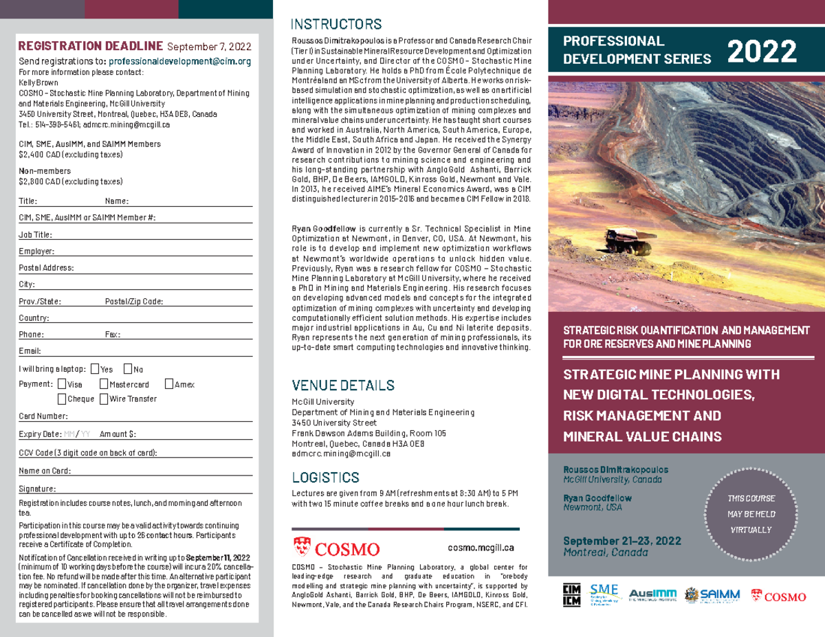 Strategic Mine Planning 2022 - PROFESSIONAL DEVELOPMENT SERIES 2022 ...