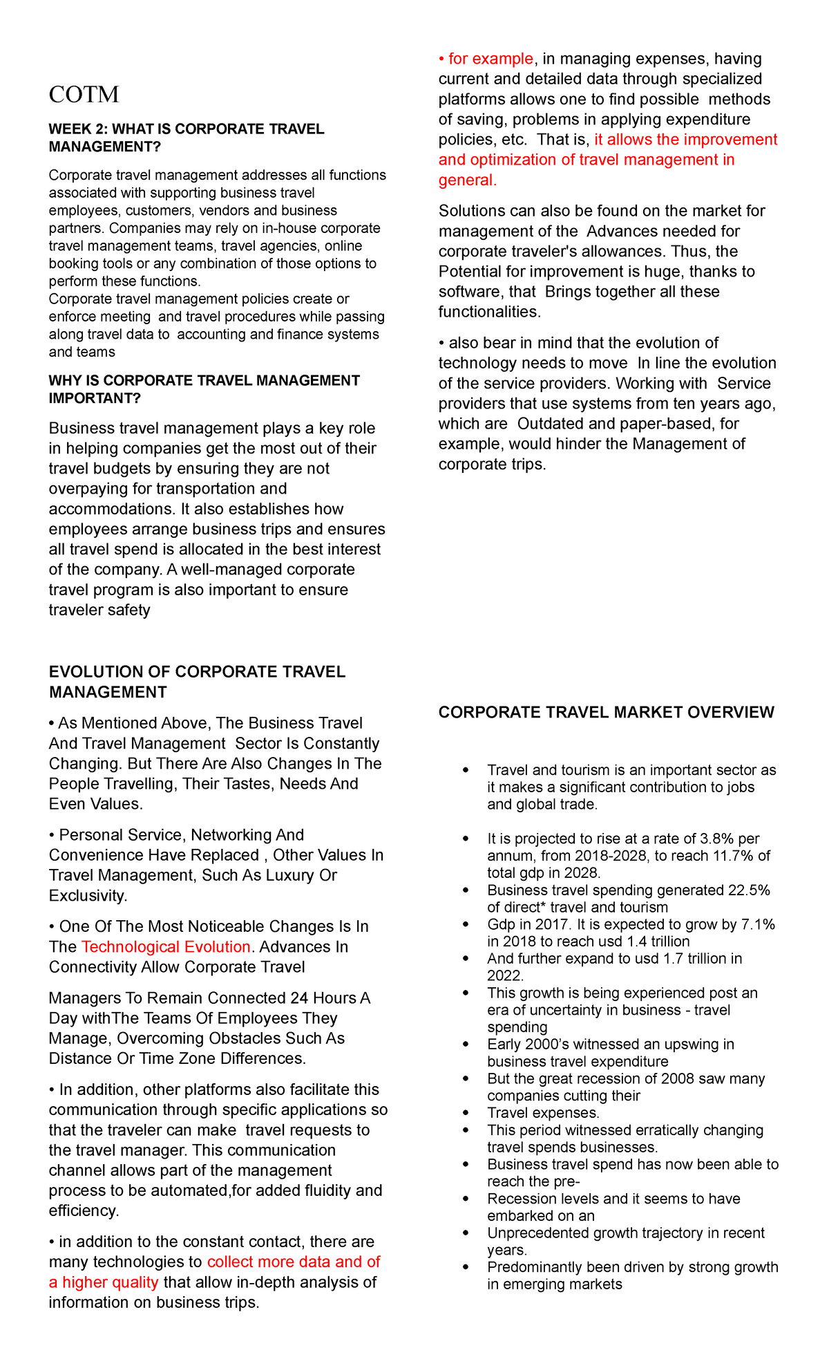 COTM- Prelim - REVIEWER - COTM WEEK 2: WHAT IS CORPORATE TRAVEL ...