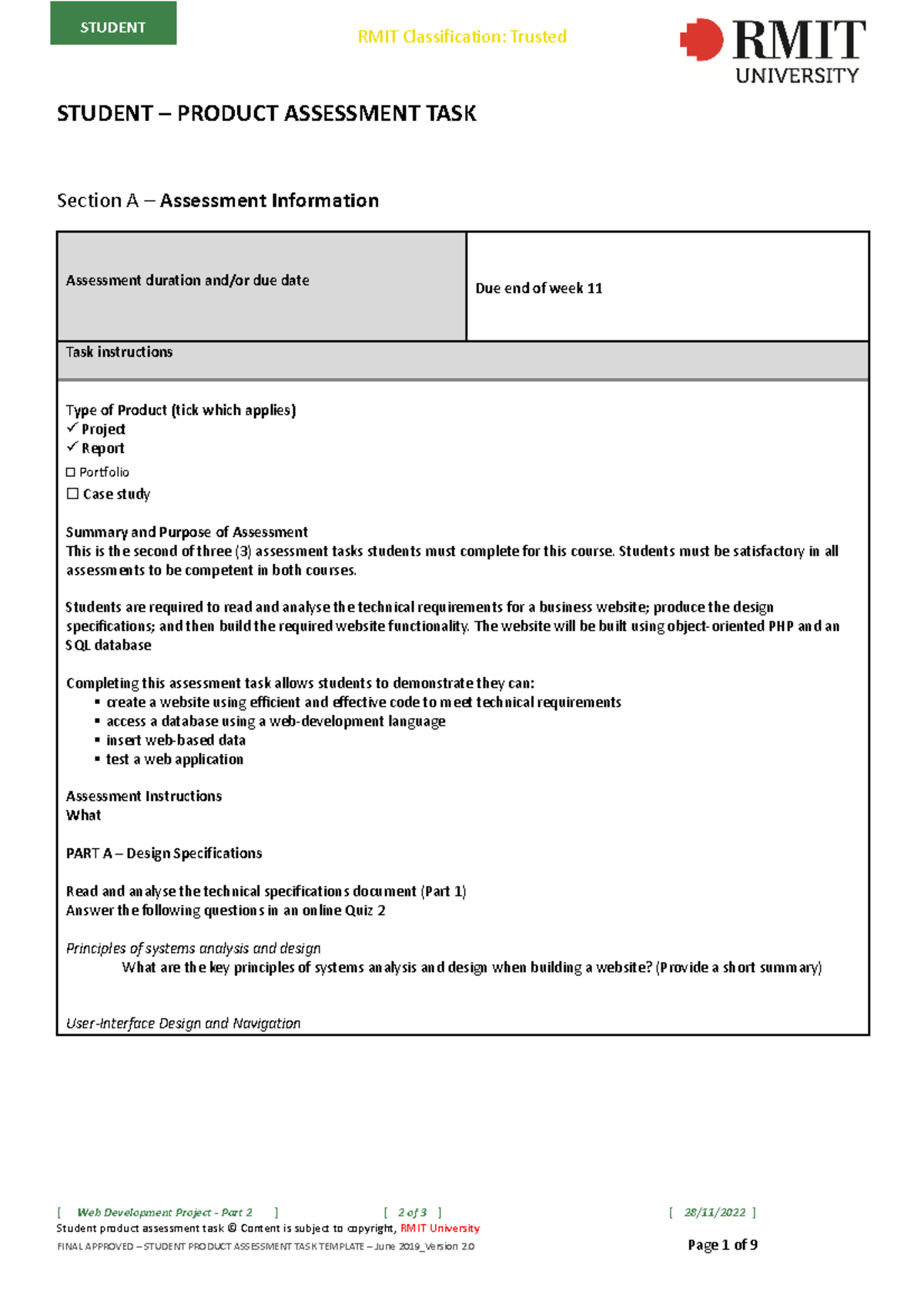 02 Website Project Ictweb 431 Ictweb 513 Ictdbs 507 Task2 Student - STUDENT RMIT Classification ...