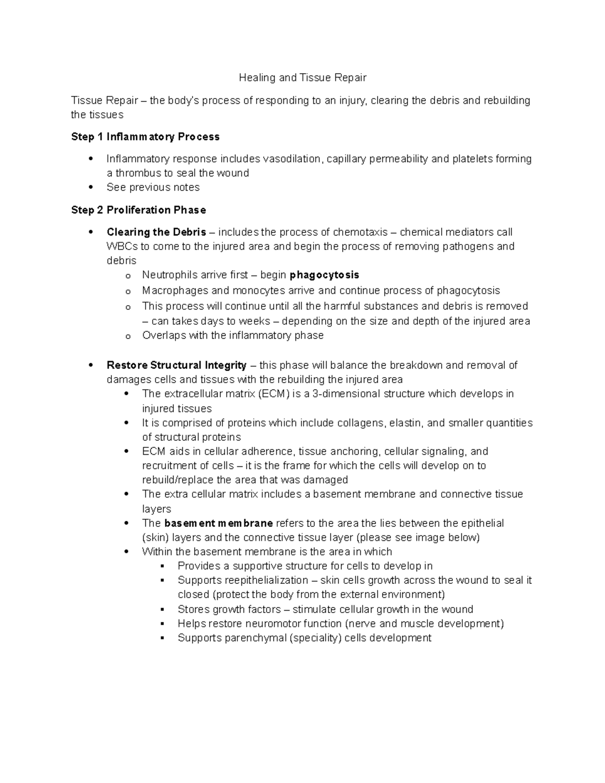 Healing and Tissue Repair Notes - Healing and Tissue Repair Tissue ...