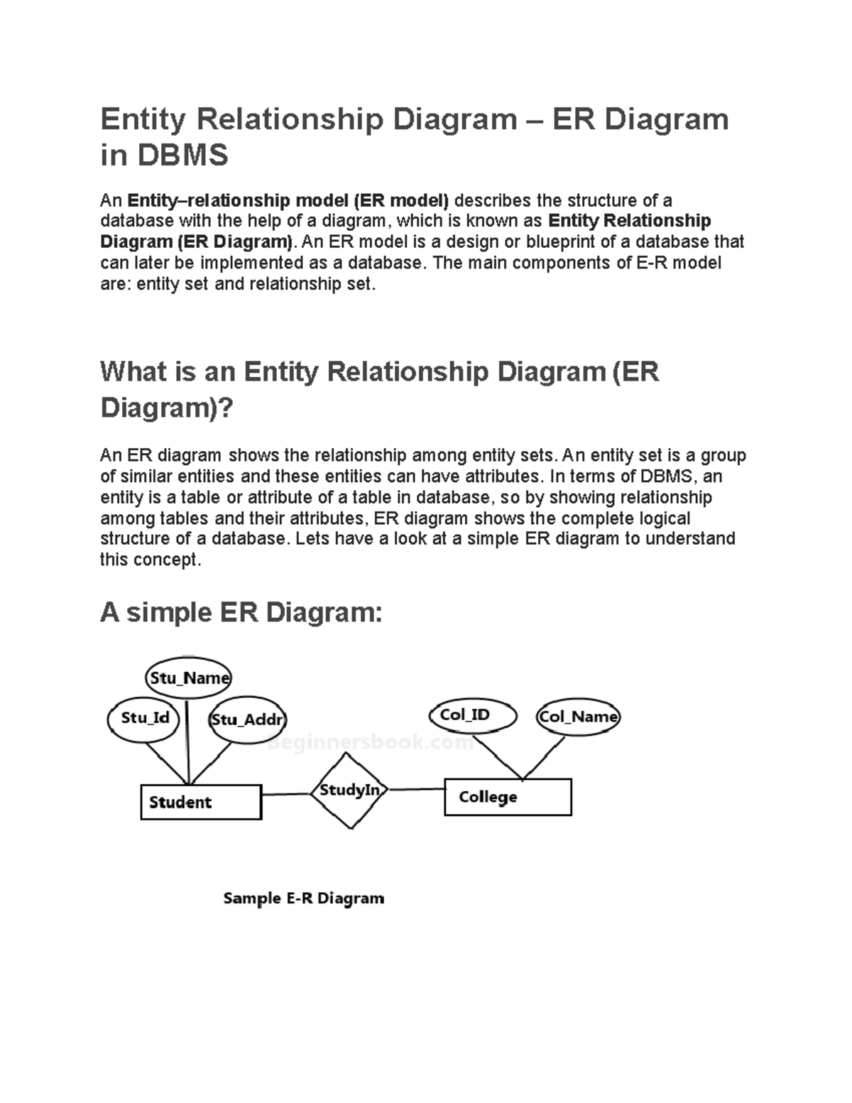 Entity - An ER model is a design or blueprint of a database that can ...