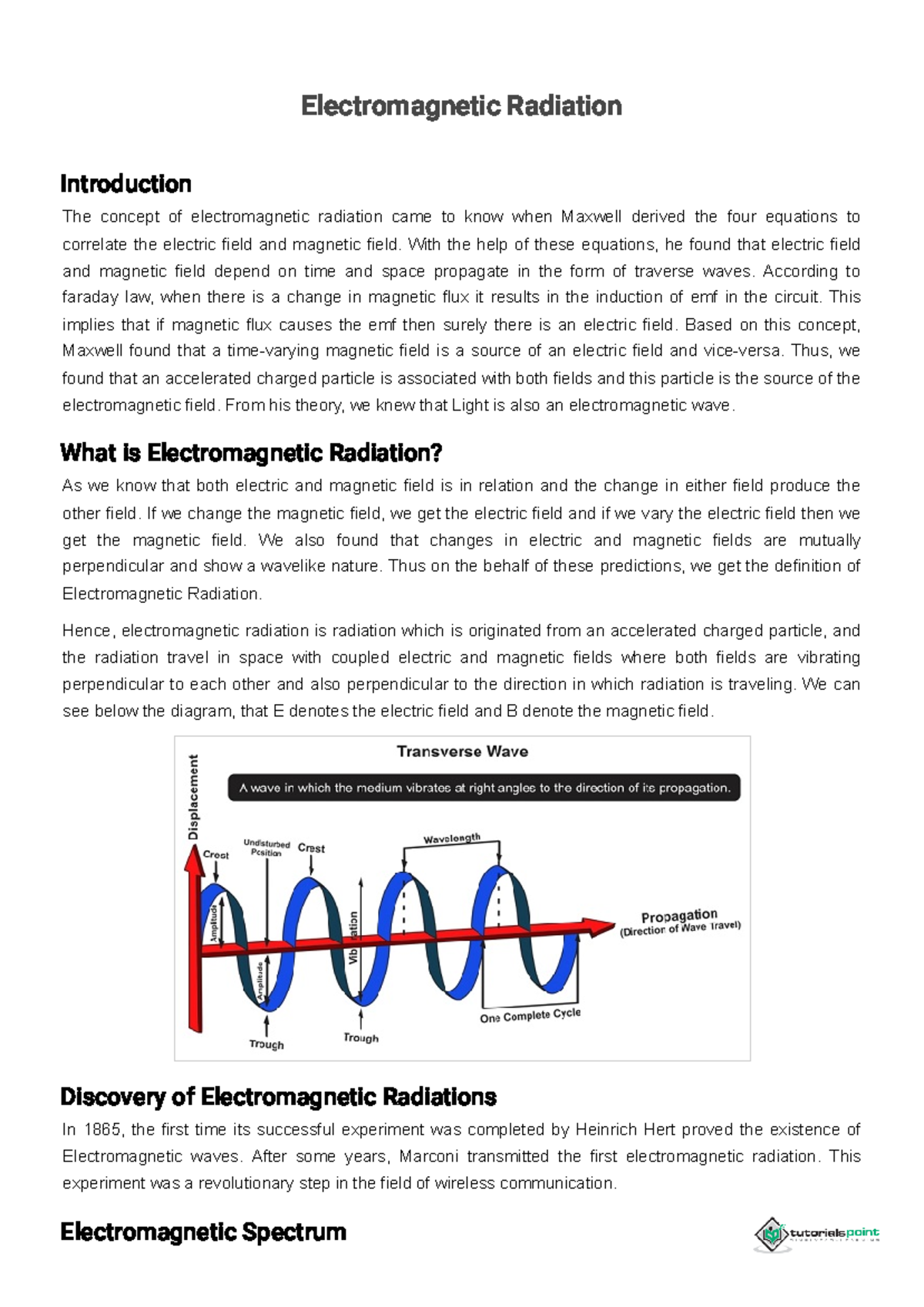 Electromagnetic Radiation - With the help of these equations, he found ...