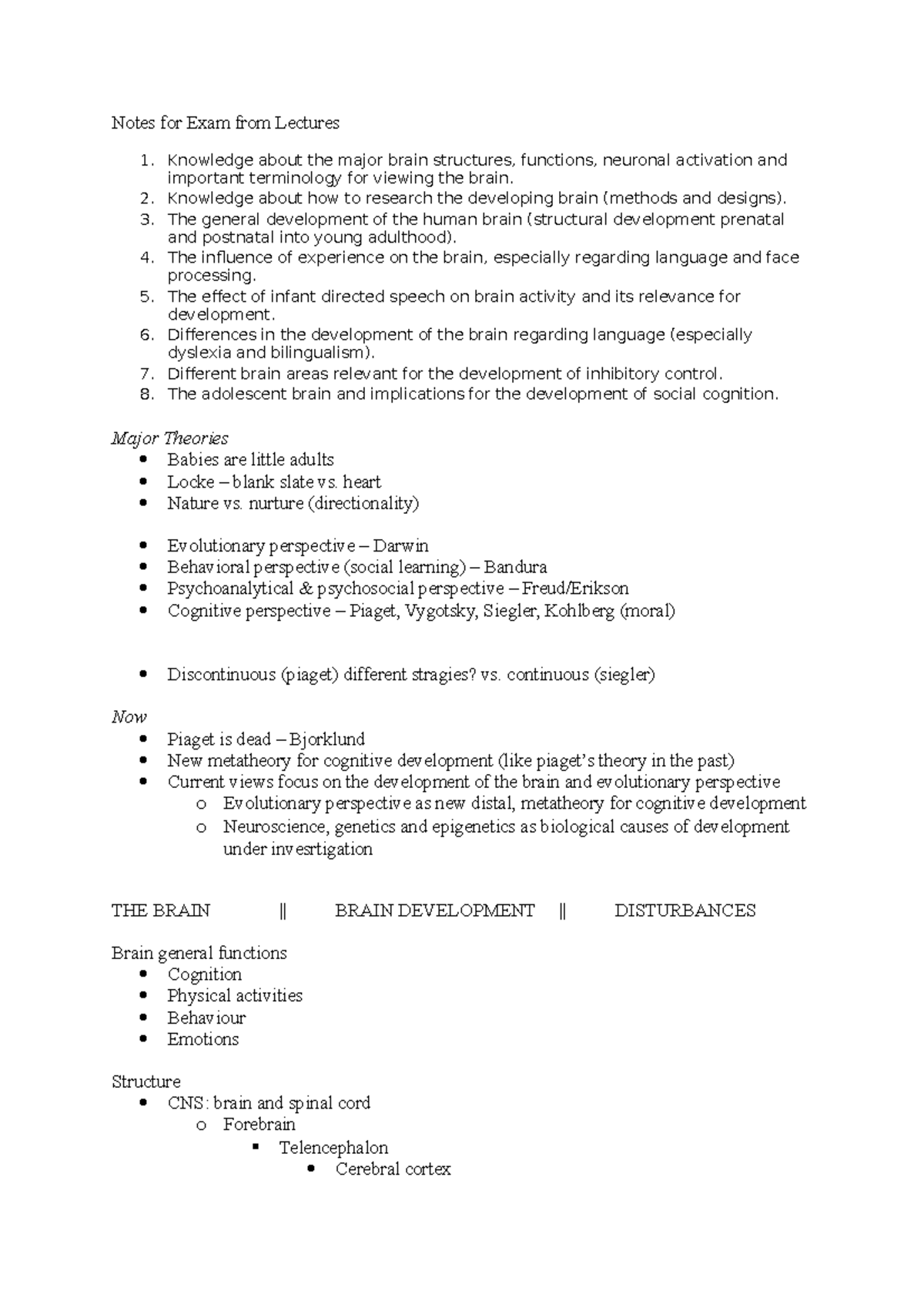 Notes for Exam from Lectures - Notes for Exam from Lectures Knowledge ...
