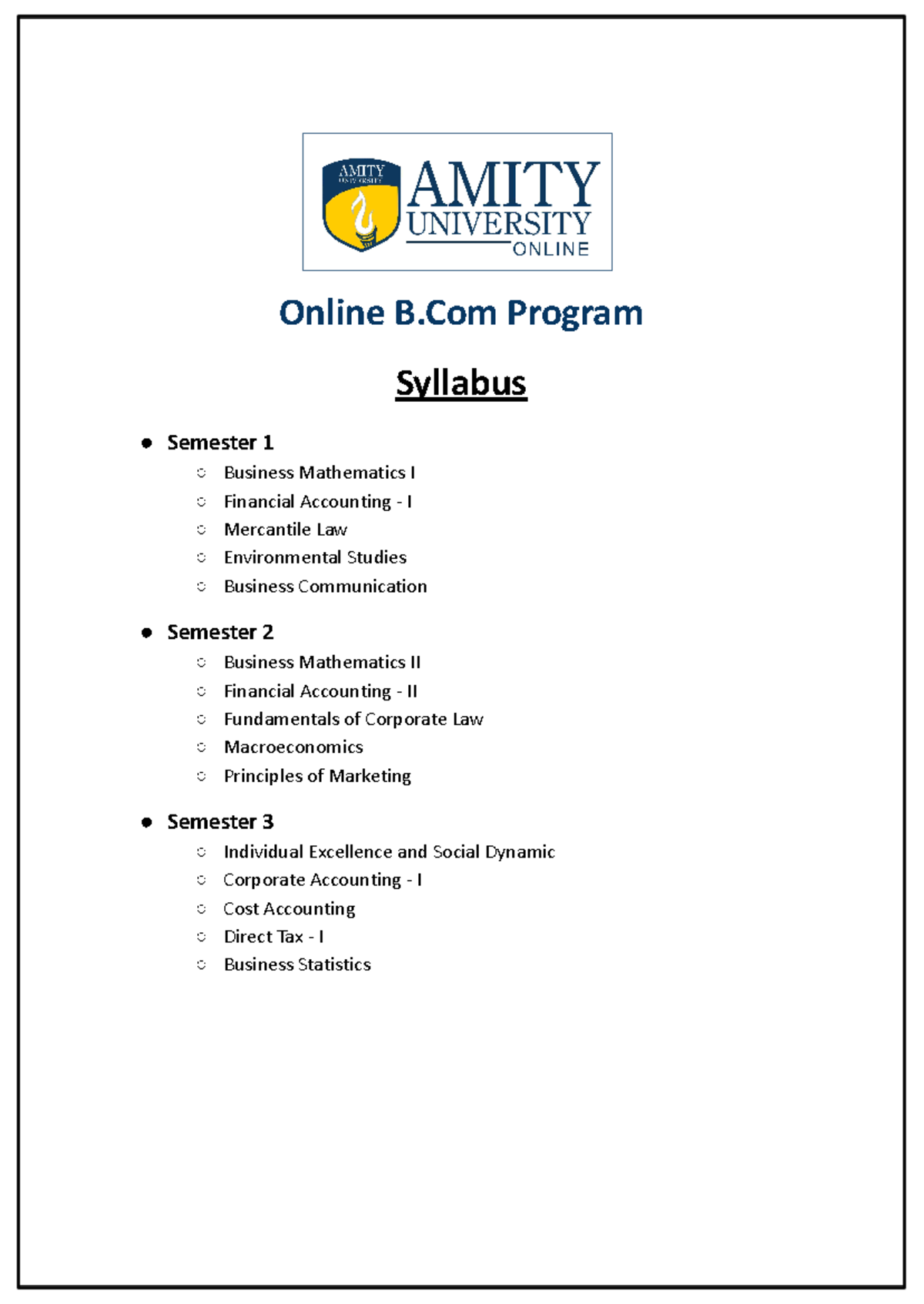 Amity-bcom-syllabus - Very knowledgeable - Online B Program Syllabus ...